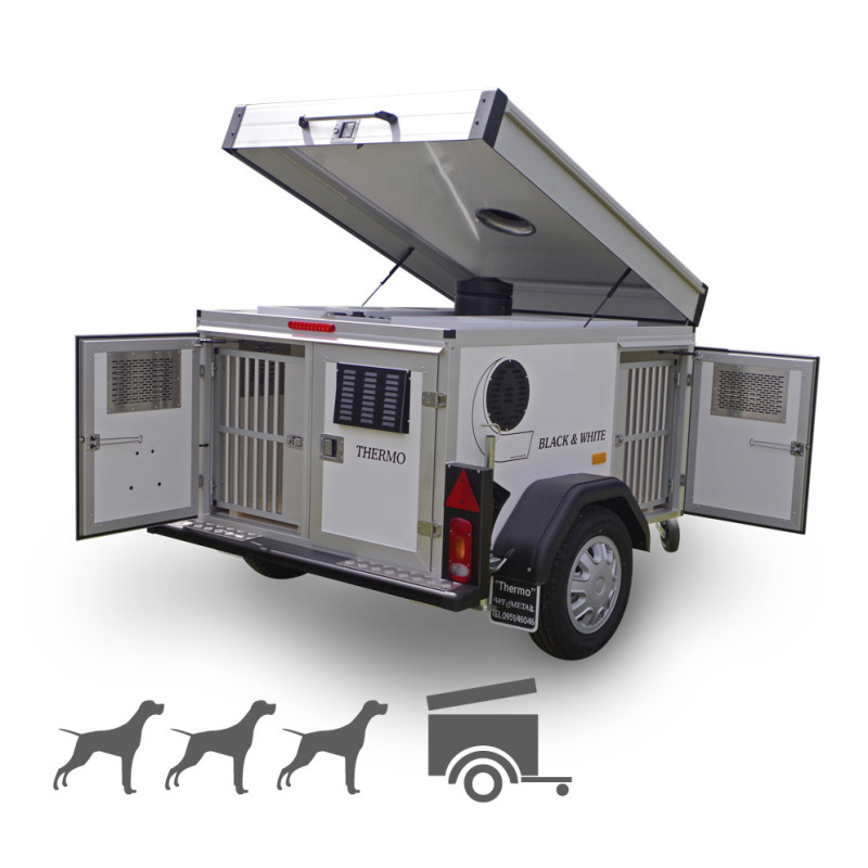 THERMO 3 B&W | Remolque para perros con tapa 3 plazas| Isotérmico ...